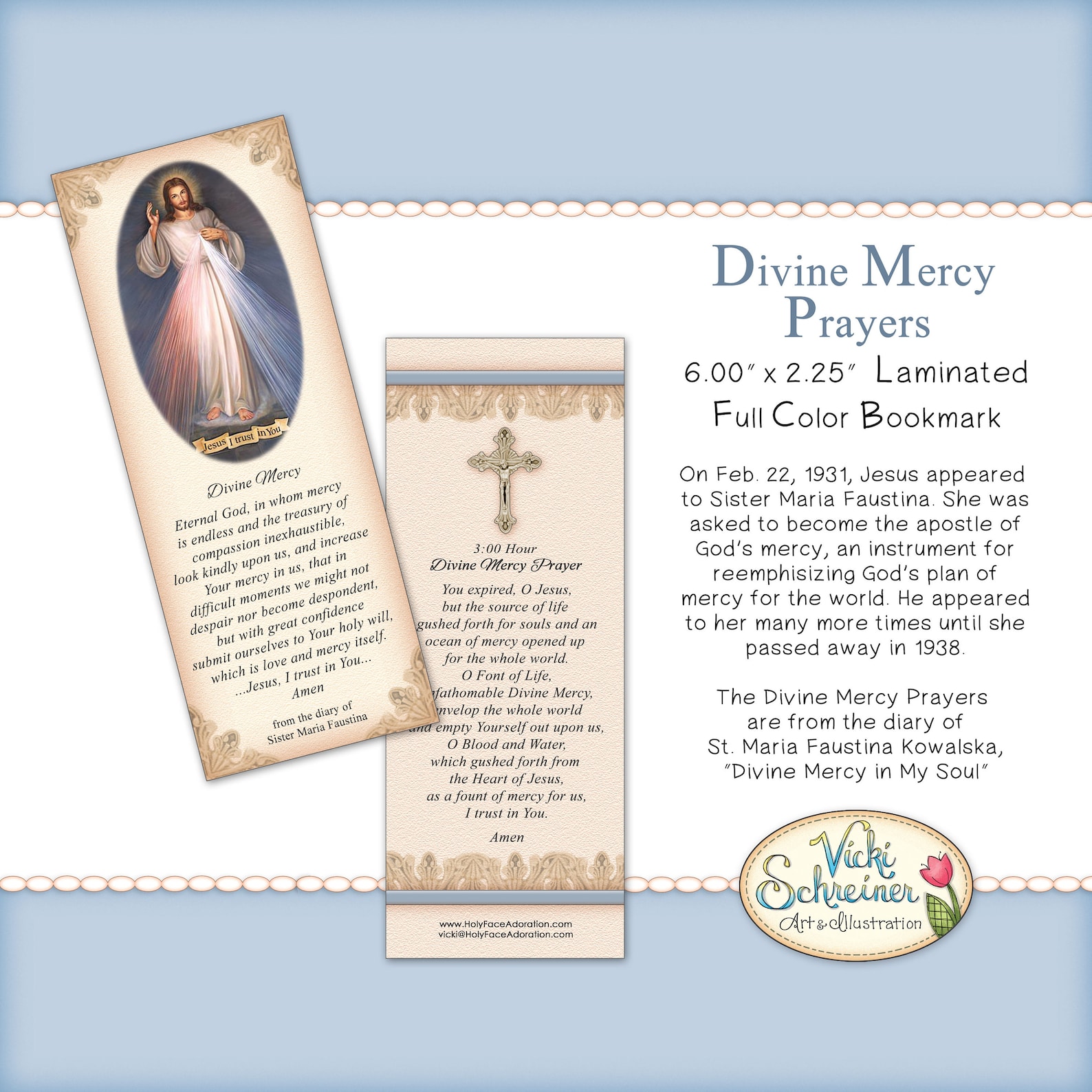 DIVINE MERCY BOOKMARKS Set of 5 Laminated Full Color Front - Etsy
