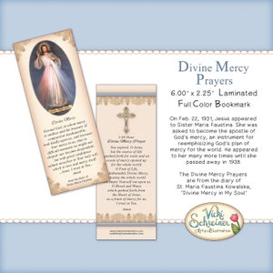 DIVINE MERCY BOOKMARKS - Set of 5, Laminated, Full Color Front & Back ...
