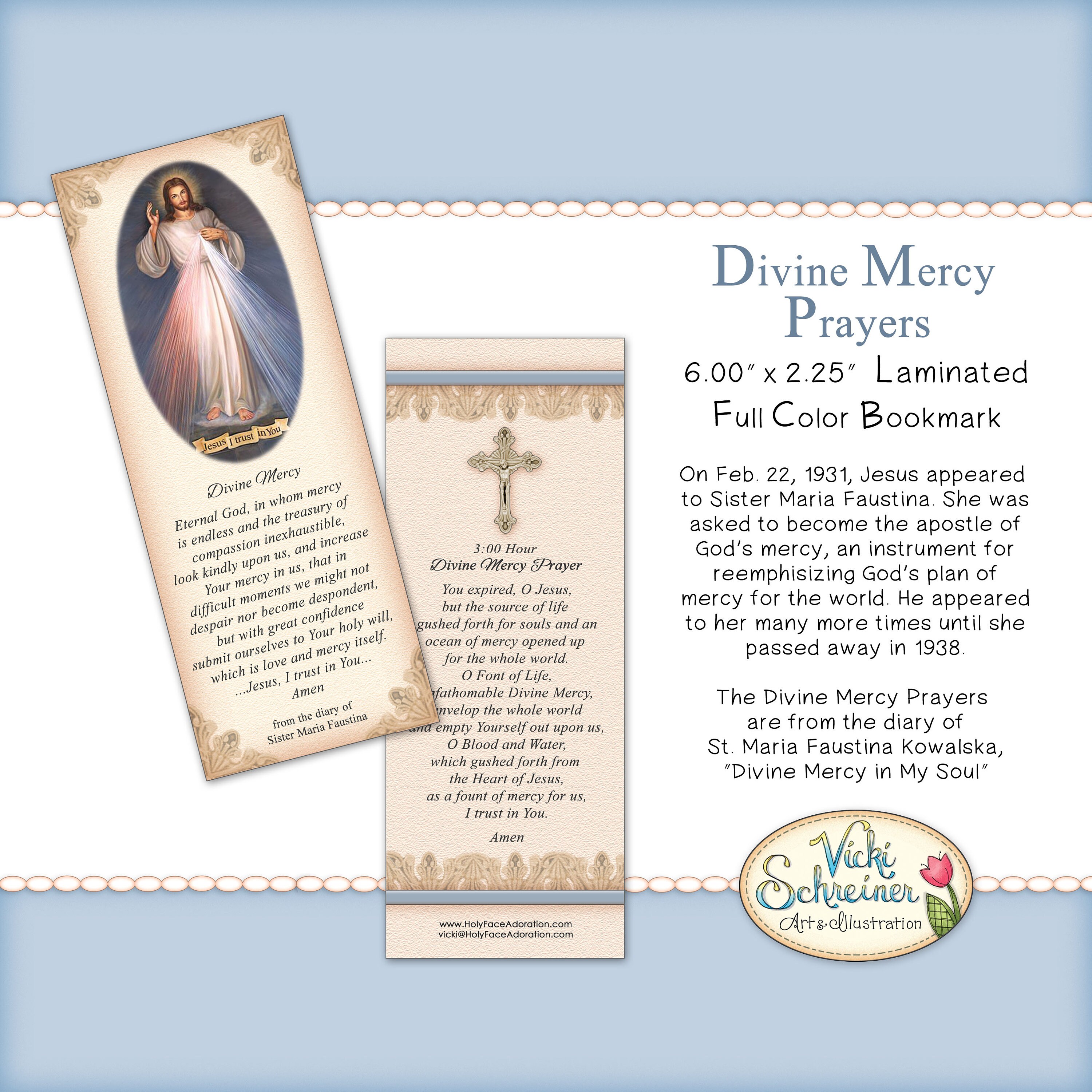 DIVINE MERCY BOOKMARKS Set of 5 Laminated Full Color Front - Etsy