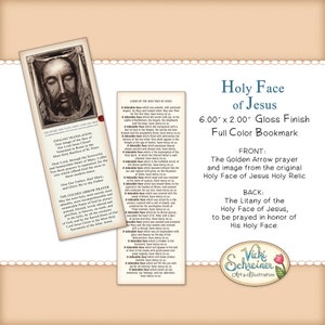 Holy Face of Jesus - 5 GLOSSY BOOKMARKS, Full Color on Front & Back ...