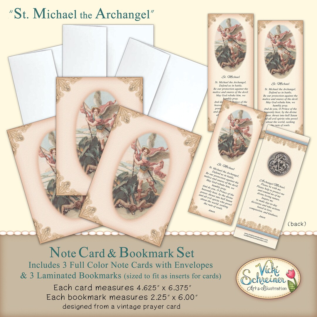 ST. MICHAEL the ARCHANGEL - 3 Prayer Notecards & 3 Bookmarks With 3 ...
