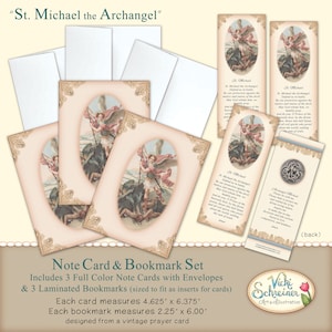 ST. MICHAEL the ARCHANGEL - 3 Prayer Notecards & 3 Bookmarks With 3 ...