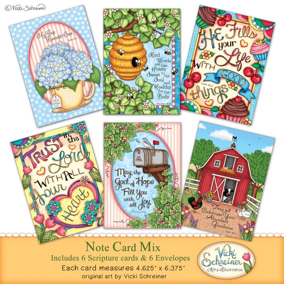 6 BIBLE VERSE NOTECARDS Variety Pack With 6 Envelopes Full | Etsy