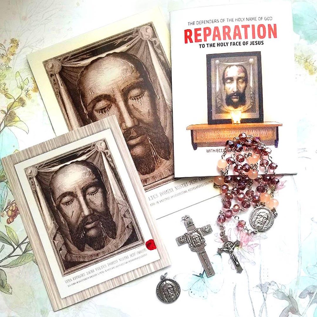 HOLY FACE of JESUS Starter Set With Glass Chaplet, Holy Face Cross ...