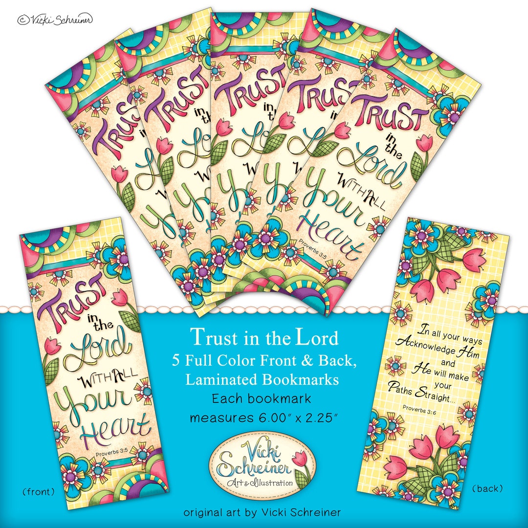 Trust in the Lord - Proverbs 3:5, BOOKMARKS Set of 5, Laminated, Full ...
