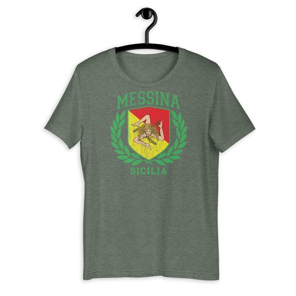 MESSINA: Sicilia Flag and Trinacria Shield Design Sicily Print T-shirt ...