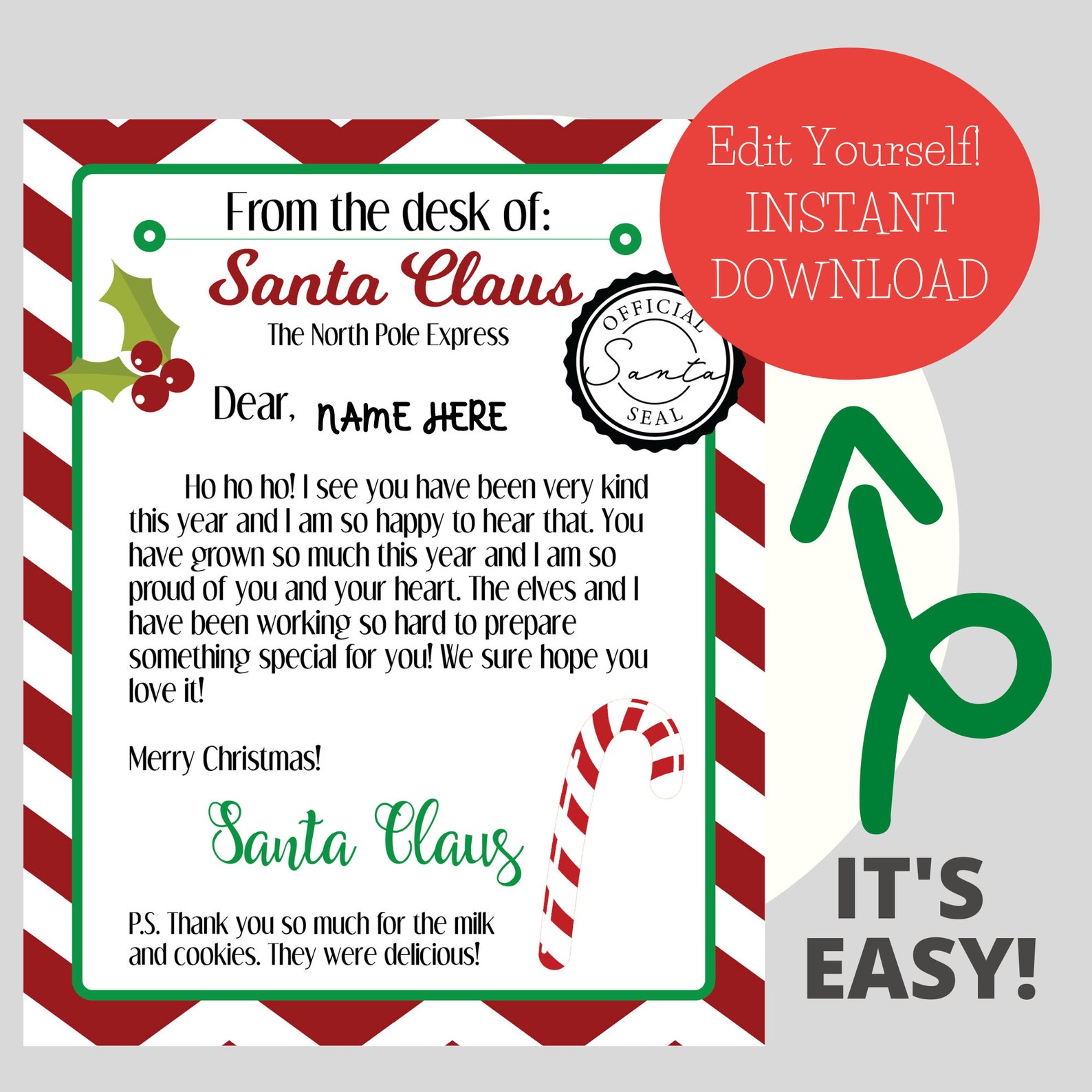 Printable Letter from Santa mail from santa instant download | Etsy