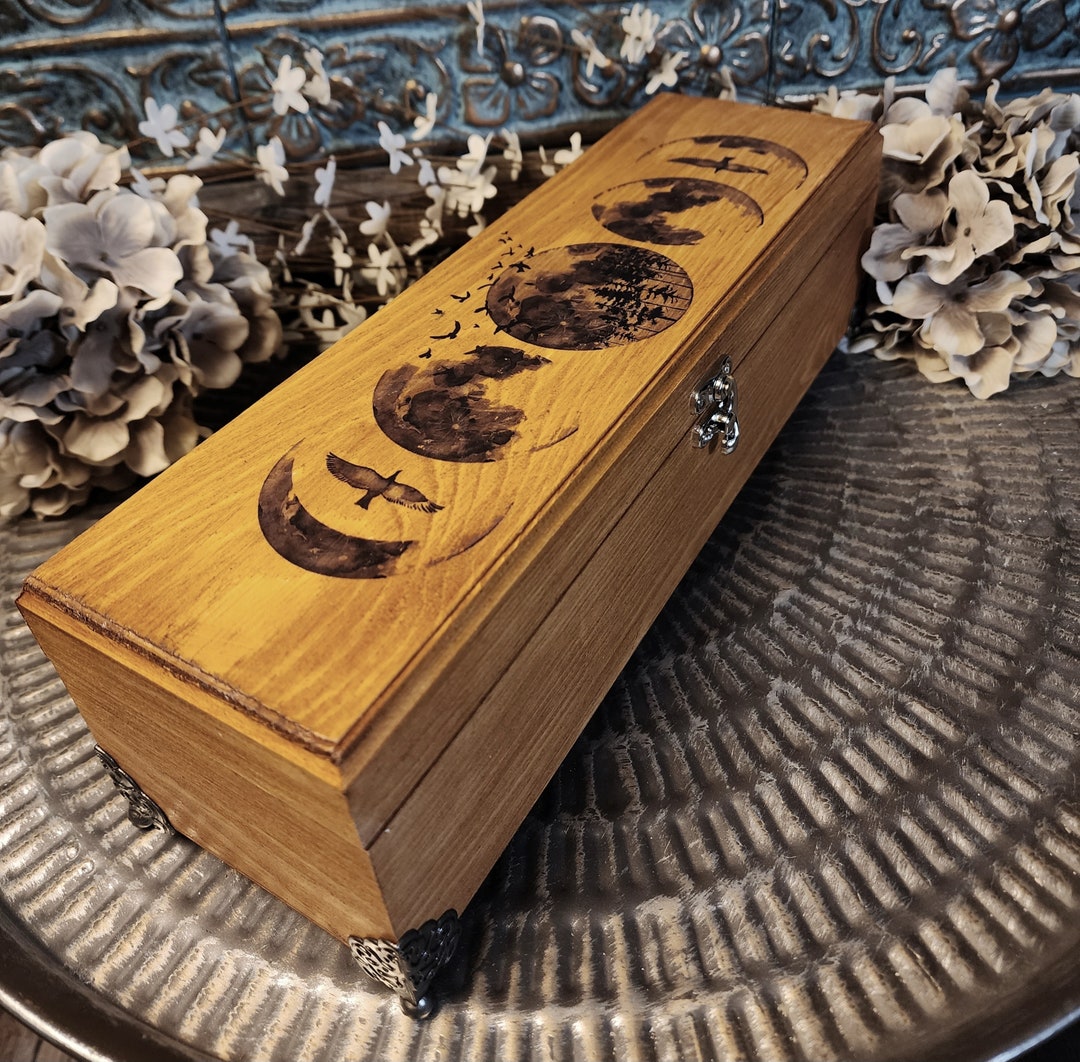 XL Tarot Card/manifestation/wish Box With Moon Phase, Birds and Trees ...