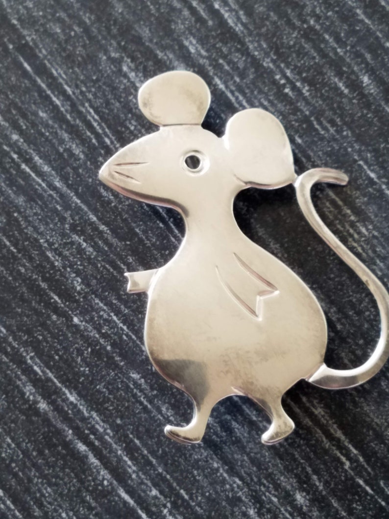 Vintage Sterling Silver Standing Mouse Pin Brooch Adorable | Etsy