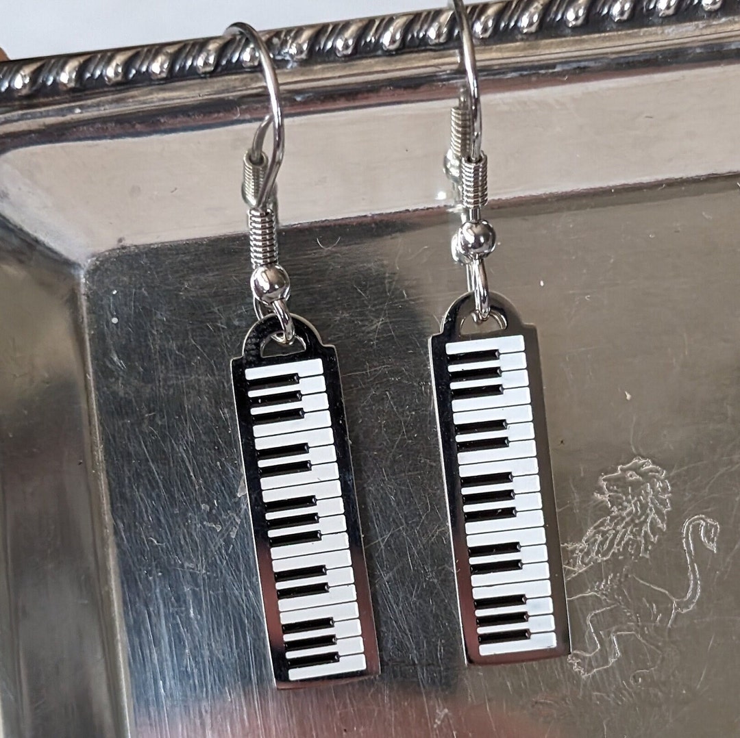 Vintage Piano Keyboard Dangle Drop Earrings - Etsy