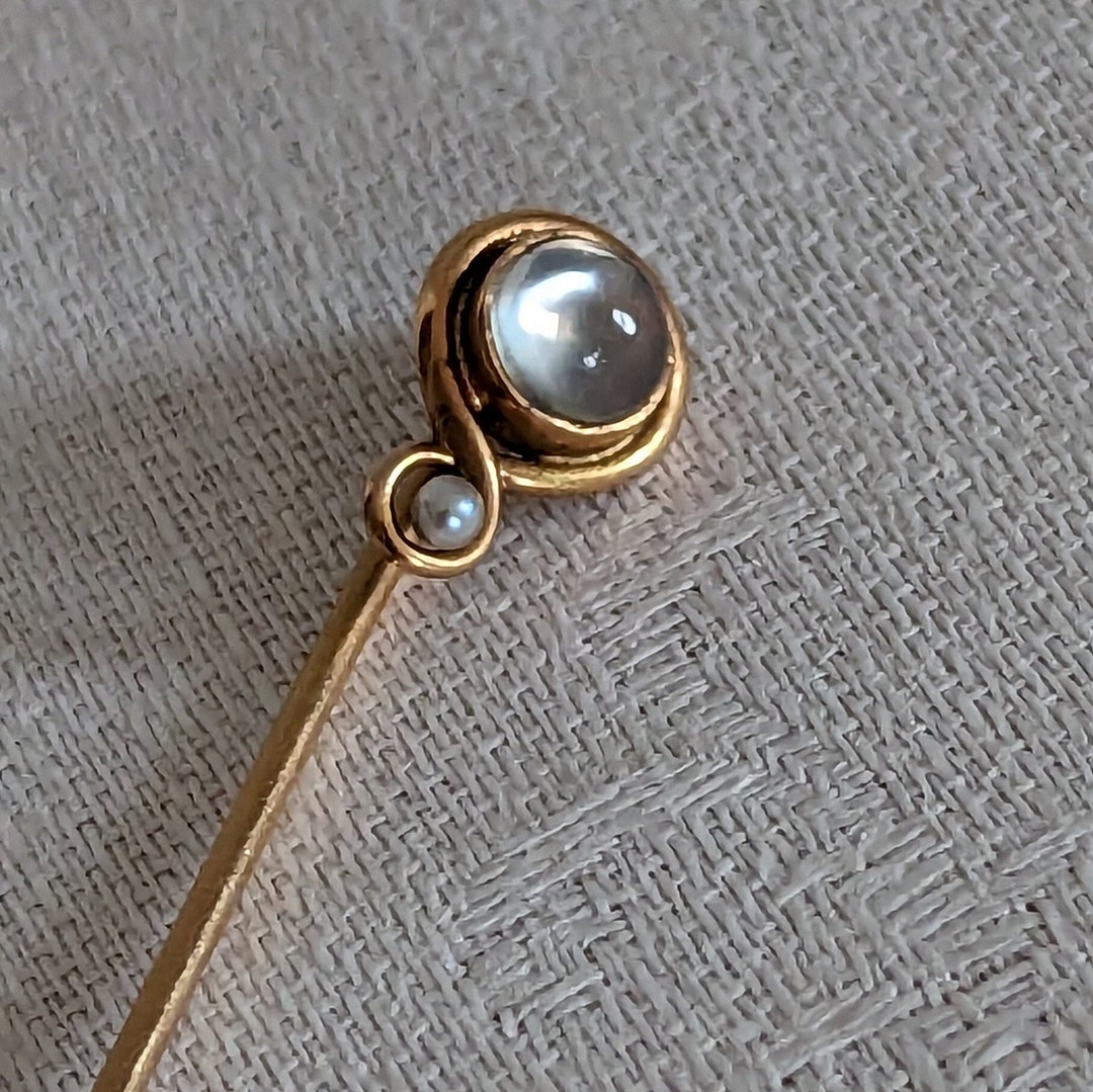 Exquisite Vintage to Antique Art Deco Stick Pin, 14K Gold, Moonstone ...