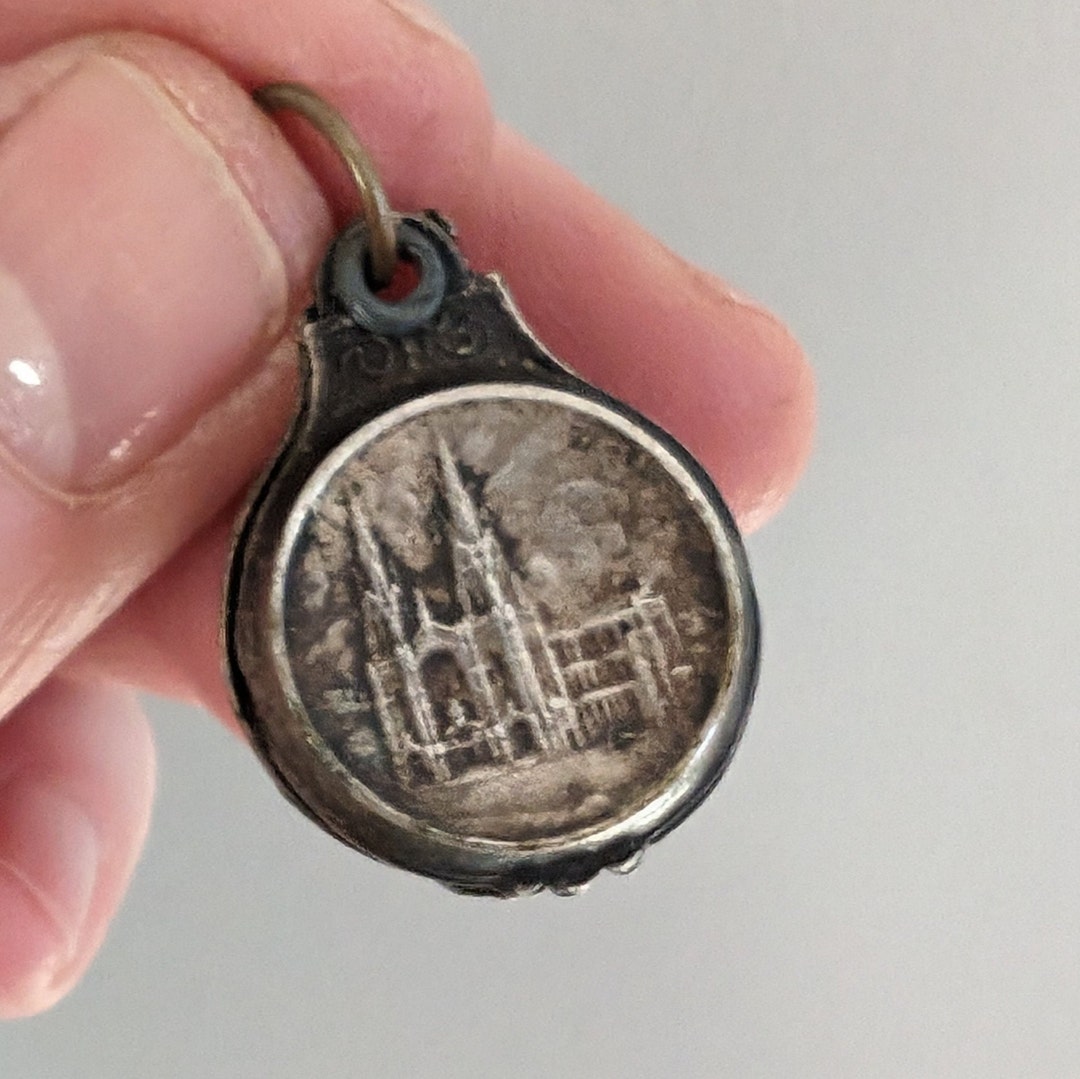 Vintage Saint Anne Reliquary Slide Medal Pendant, St. Anne and Mary ...