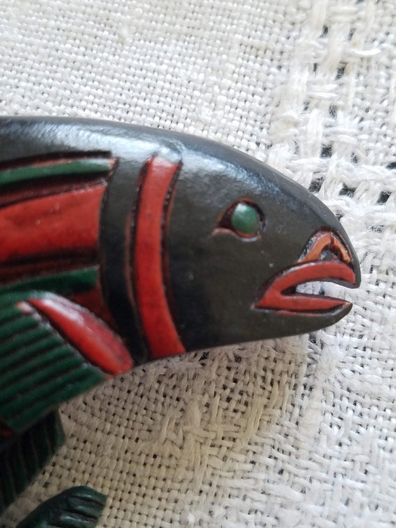 Hand-carved Salmon Fish Pin Brooch by Canadian Artisa… - Gem