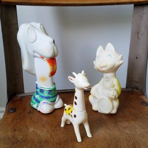 3 Weirdly Wonderful Vintage Rubber Animal Toys: Dog, Cat, and Including ...