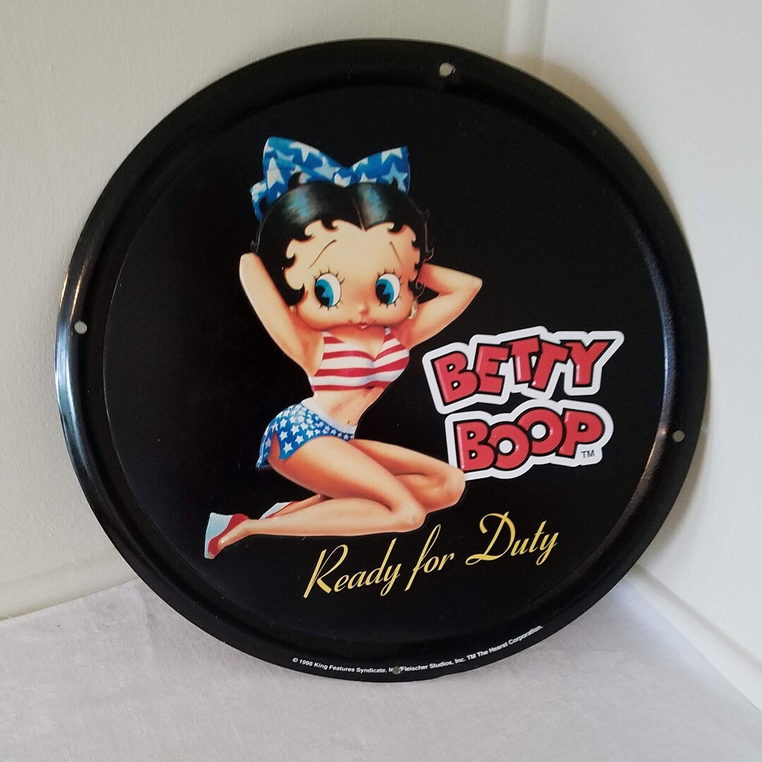Betty Boop Circular Enamel Embossed Metal Wall Hanging Sign Plaque ...