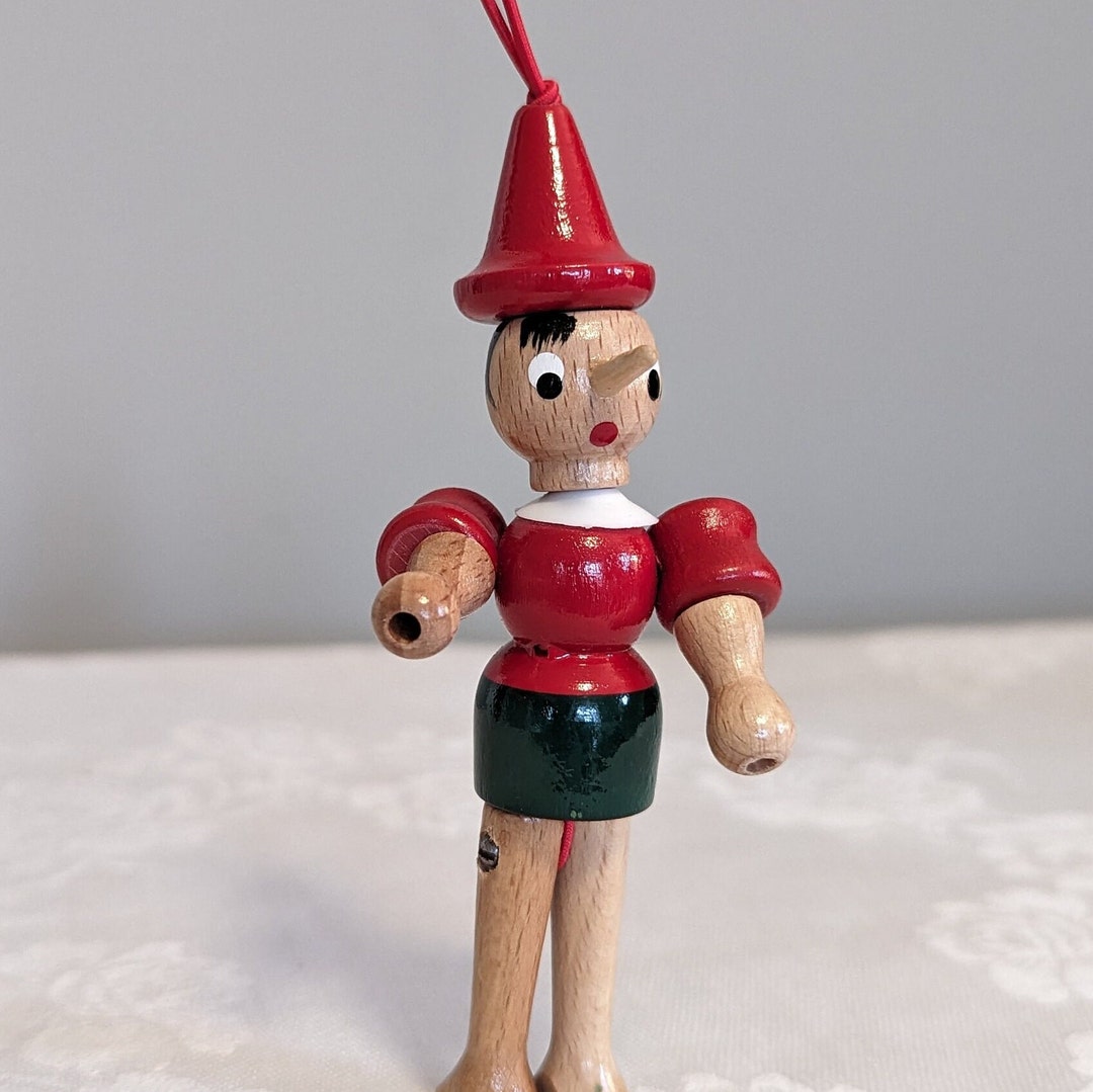 Vintage Wooden Pinocchio Ornament, Articulated Arms and Legs, Sevi Toy ...