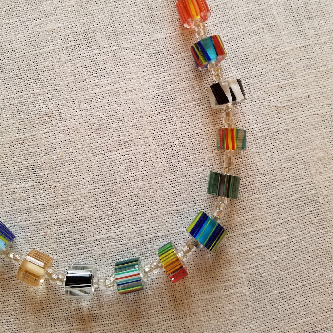 Cane Glass, Handmade Glass, Art Glass, Necklace, Handmade One of a Kind ...