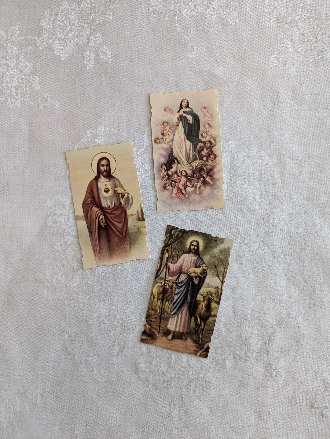 Vintage Set of 3 Devotional Prayer Cards Depictions of Mary - Etsy