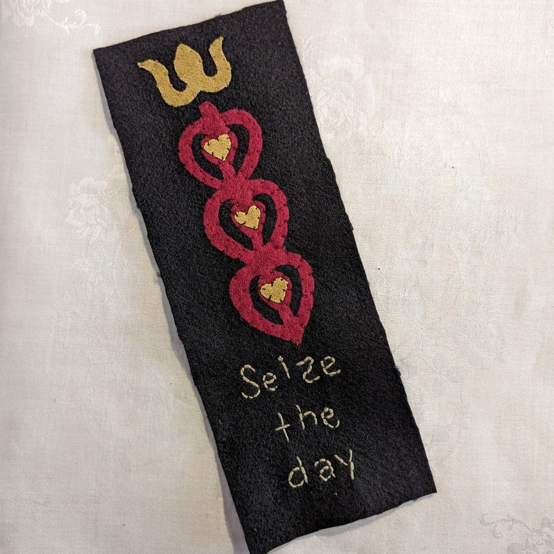 Vintage Embroidery Folk Art Religious Spiritual Symbols, Seize the Day ...