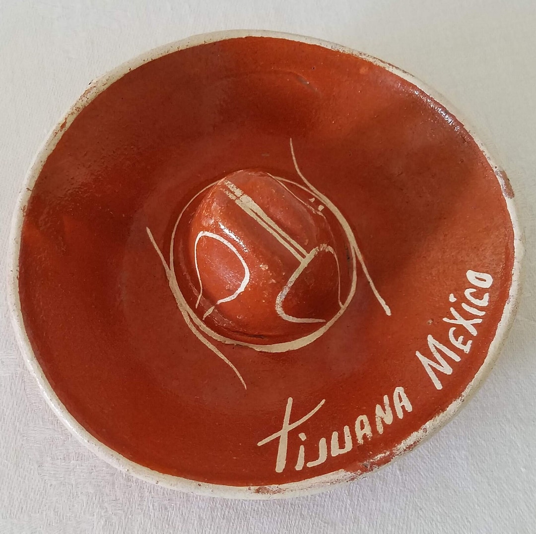 Vintage Tijuana Mexico Red Clay Pottery Sombrero Hat, Ashtray or ...