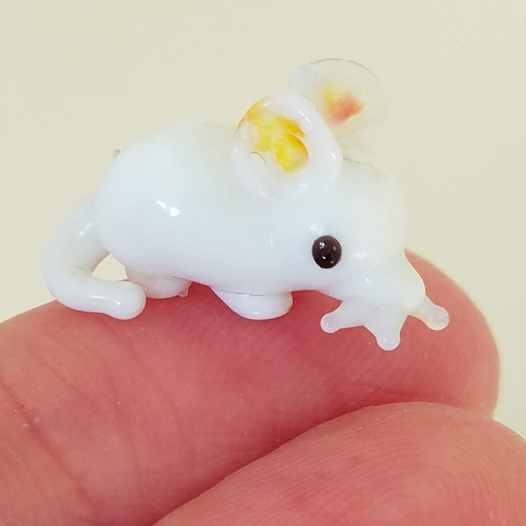 Miniature Glass TINY WHITE MOUSE Sculpture Figurine, Handmade Lampwork ...