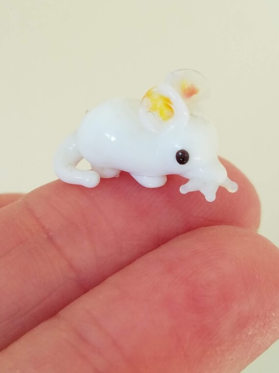 Miniature Glass TINY WHITE MOUSE Sculpture Figurine Handmade - Etsy