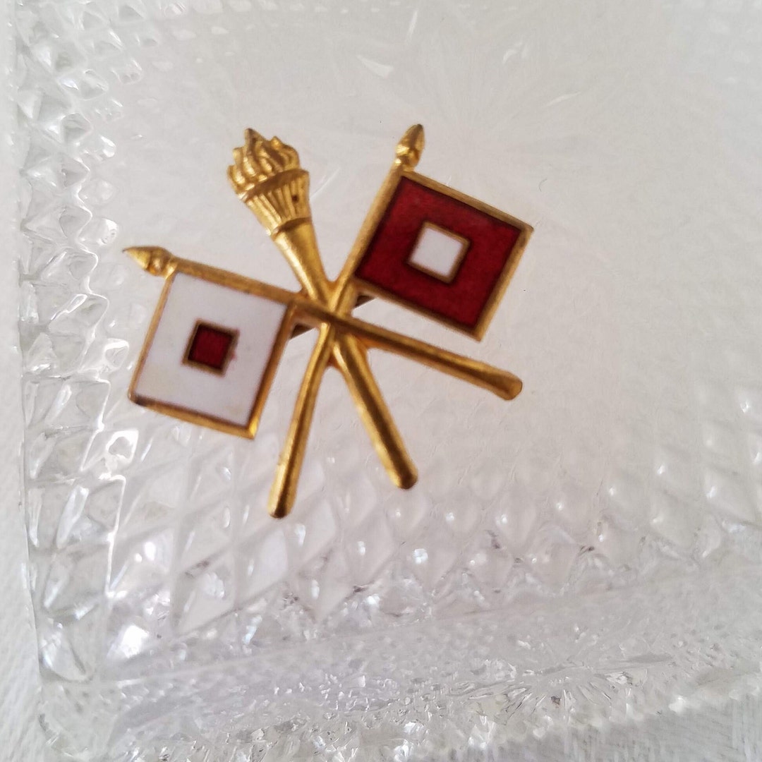 Vintage World War II Army Signal Corps Pin, Red Guilloche Enamel and ...