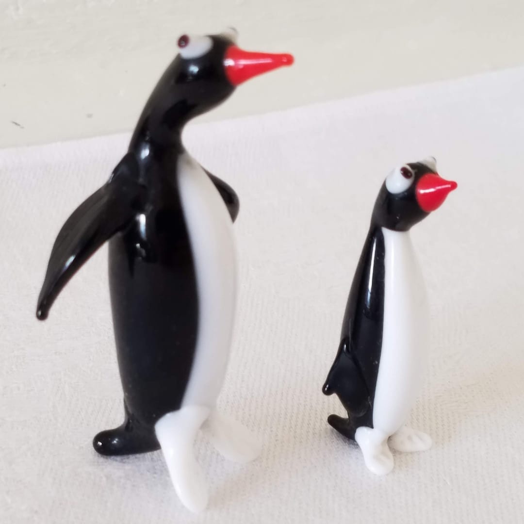 Miniature Glass PENGUIN Sculpture Figurine, Handmade Lampwork, Glass ...