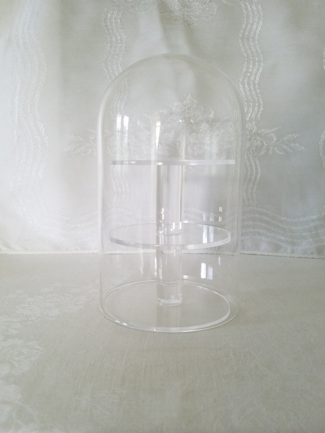 Small Three Tier Circular Display Shelf With Glass Globe Cover - Etsy