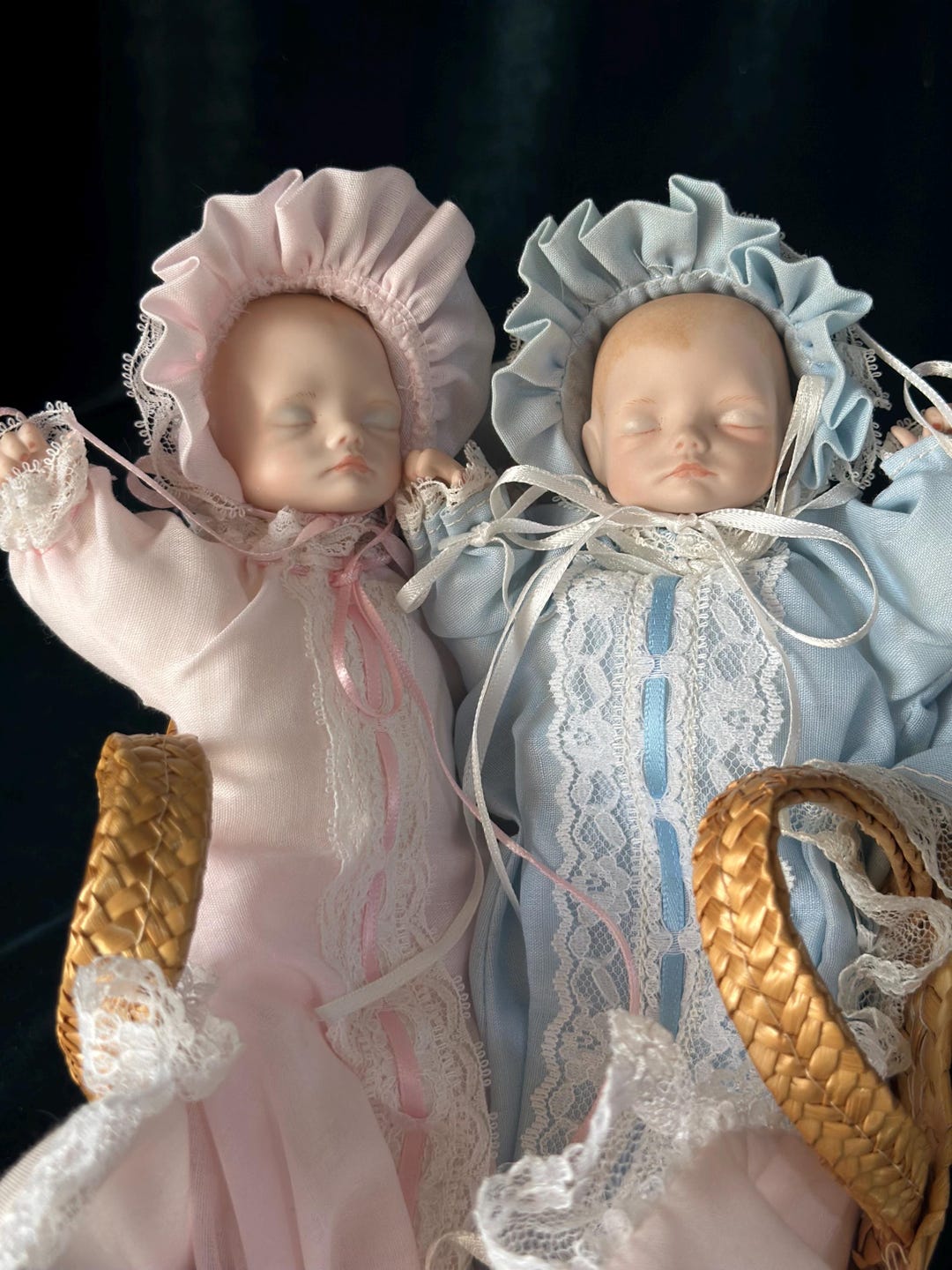 Artist Hand Painted Lot of 2 Vintage Porcelain Babies Dolls With ...