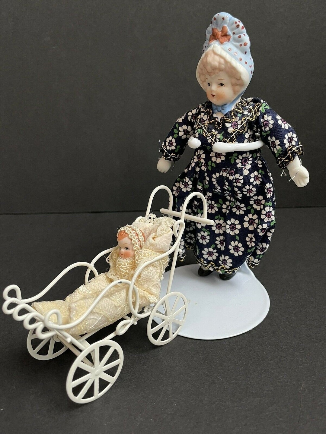 Miniature Porcelain Reproduction Dolls Dollhouse Parian Doll With Baby ...