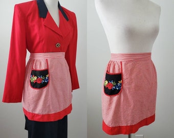 1960s apron vintage 60s floral retro hostess linen | Etsy