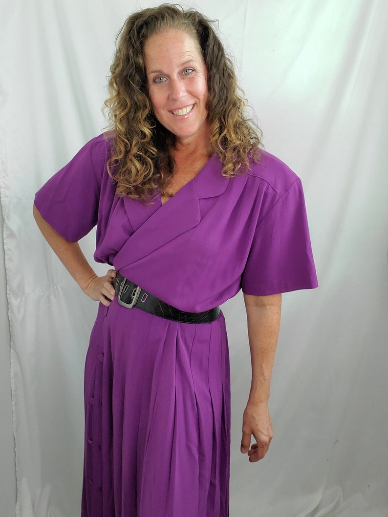 1980s Purple Dress Vintage 80s Plus Size Midi - Etsy