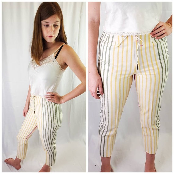 1960s Pants Vintage 60s Striped Retro Capris | Etsy