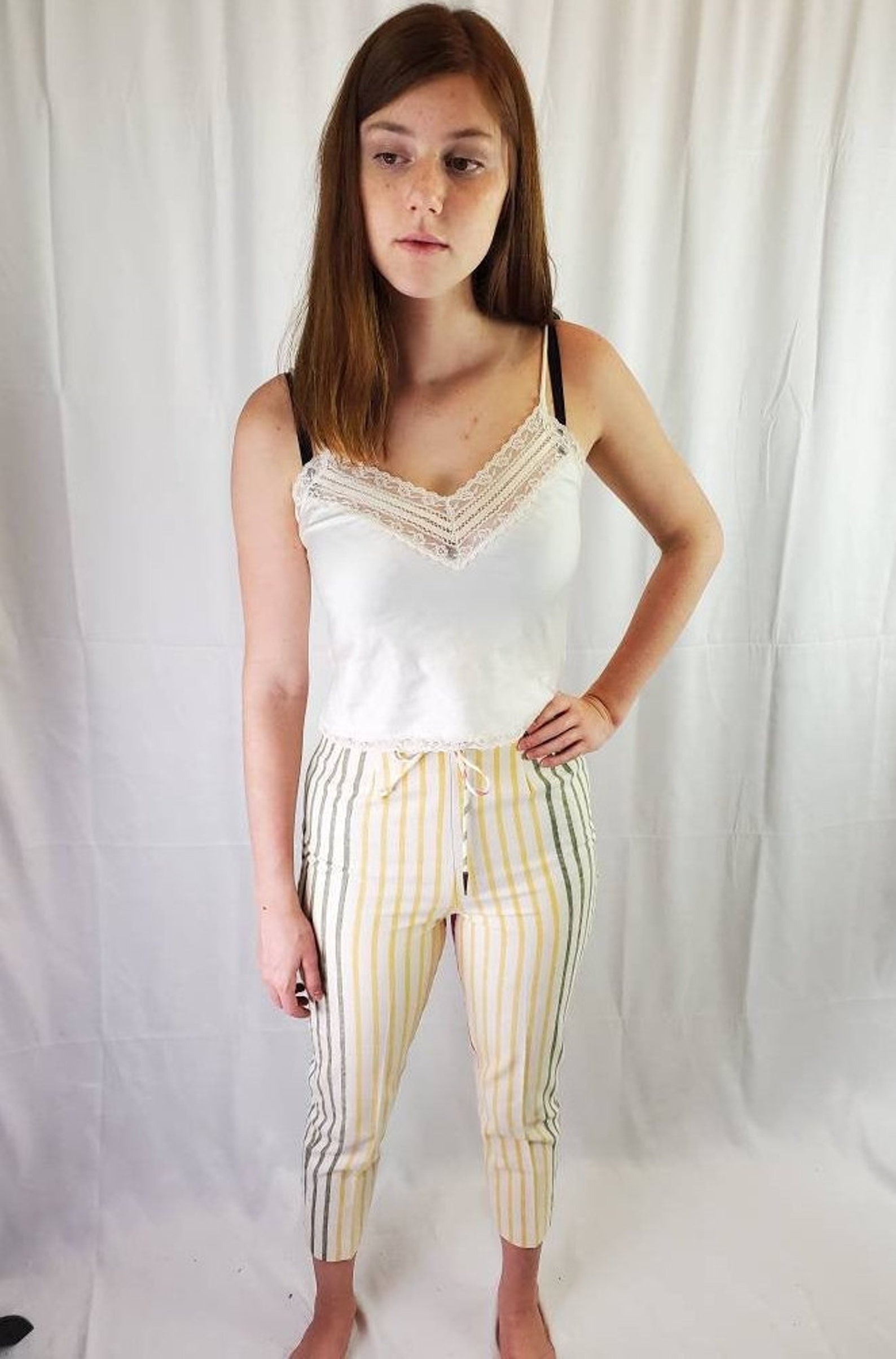 1960s Pants Vintage 60s Striped Retro Capris - Etsy