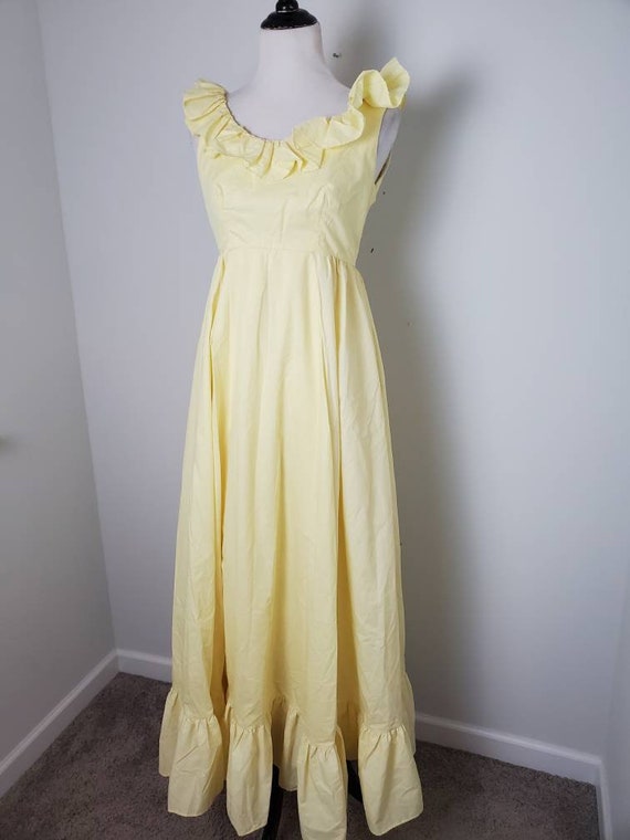 1970s prom dress yellow vintage 70s maxi - Gem