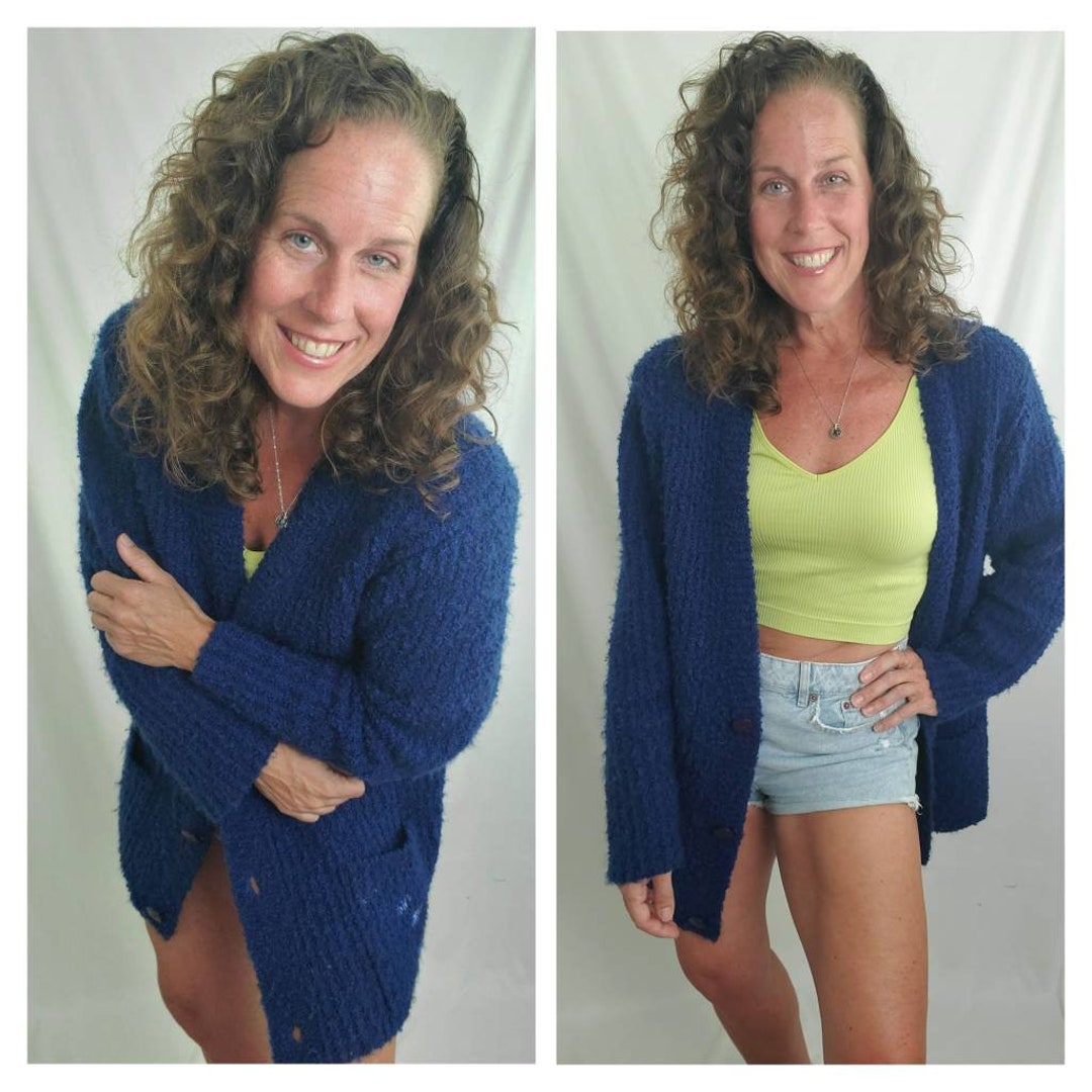 1980s Cardigan Vintage Blue 80s Ratio Oversized Sweater - Etsy