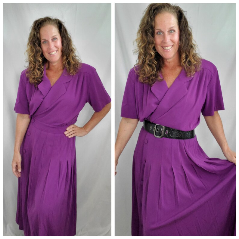 1980s Purple Dress Vintage 80s Plus Size Midi - Etsy