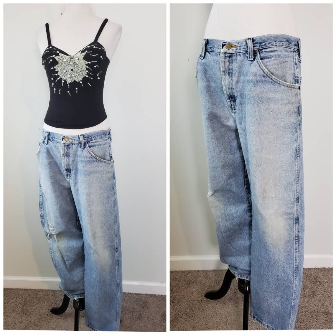 1980s Jeans Wrangler Vintage 80s Ripped Denim | Etsy