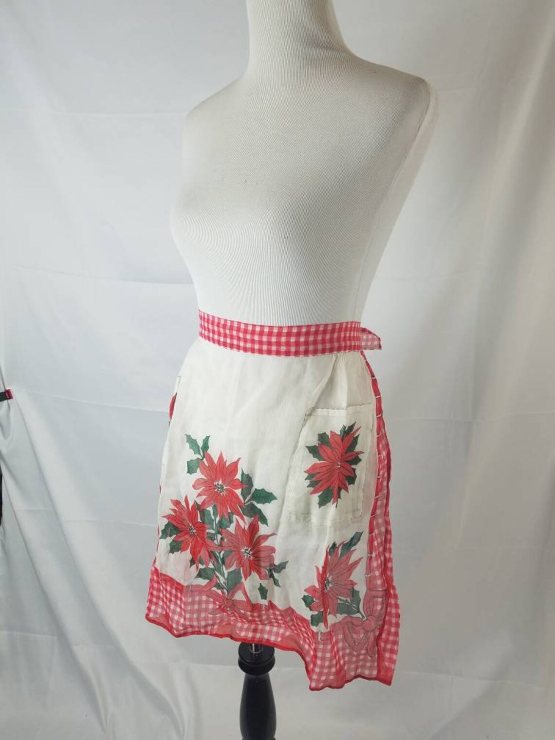 1960s Apron Christmas Vintage 60s Poinsettia Hostess Linen - Etsy