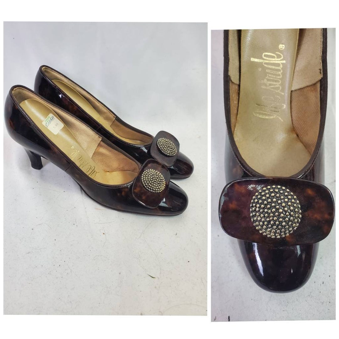 1960s Pumps Tortoise Shell Patent Leather Vintage 60s Life - Etsy