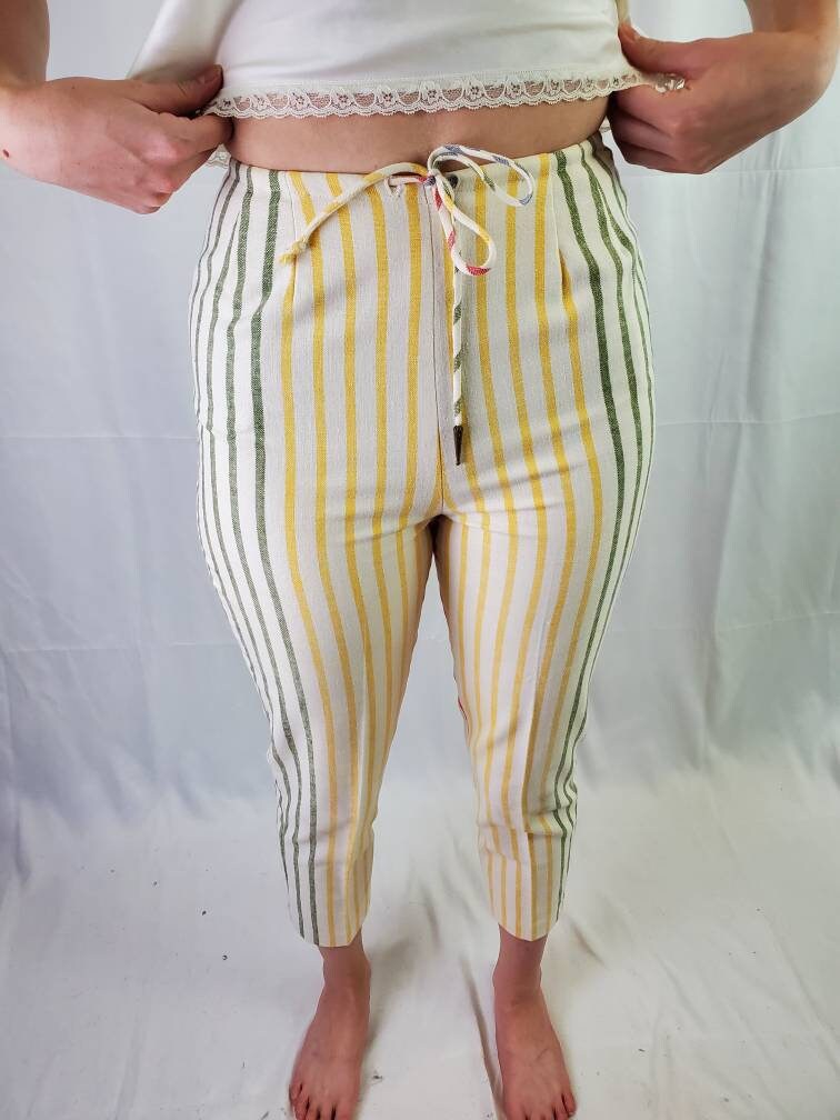 1960s Pants Vintage 60s Striped Retro Capris | Etsy