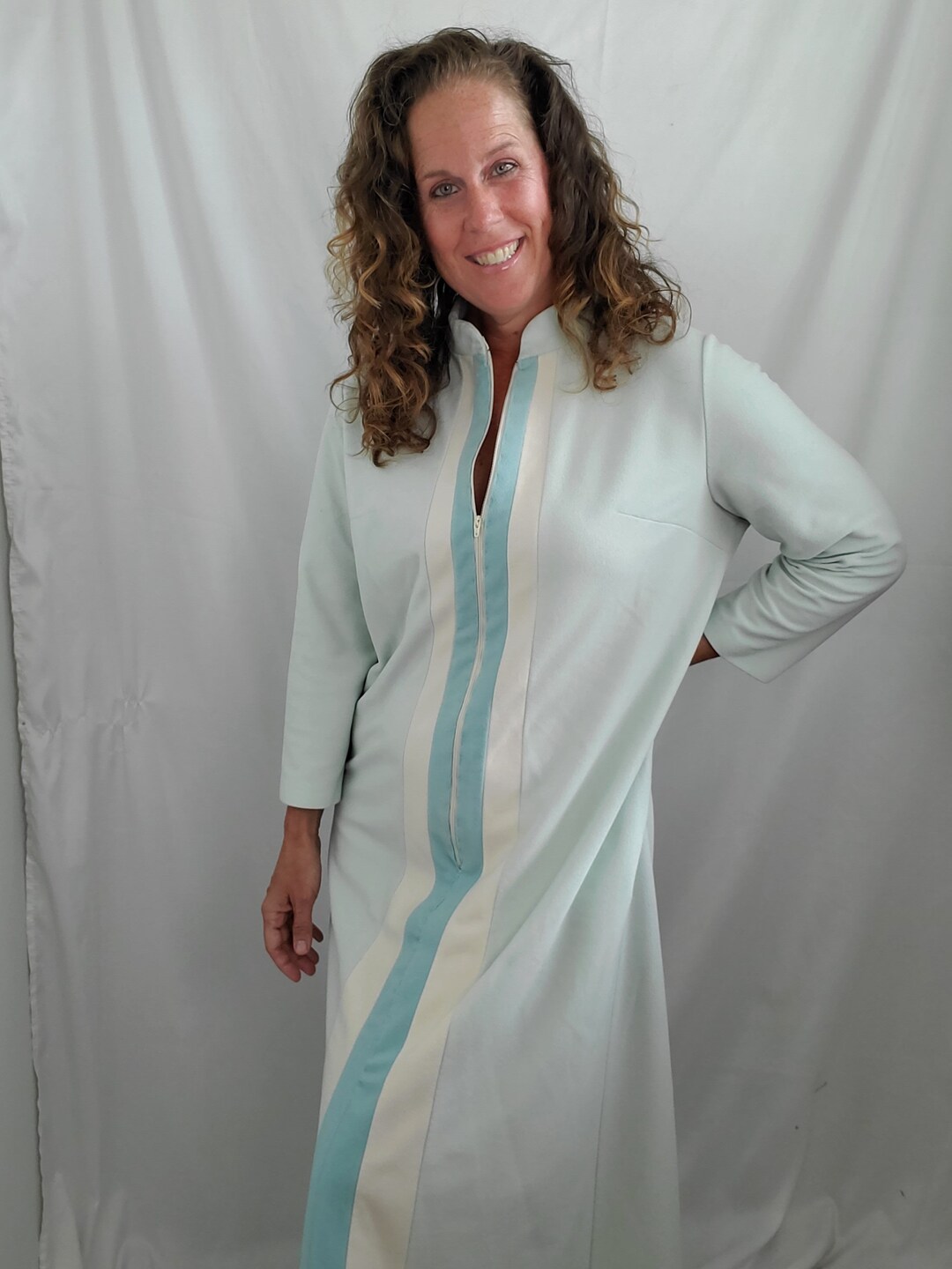 1970s Housecoat Aqua Blue Vintage 70s Robe - Etsy