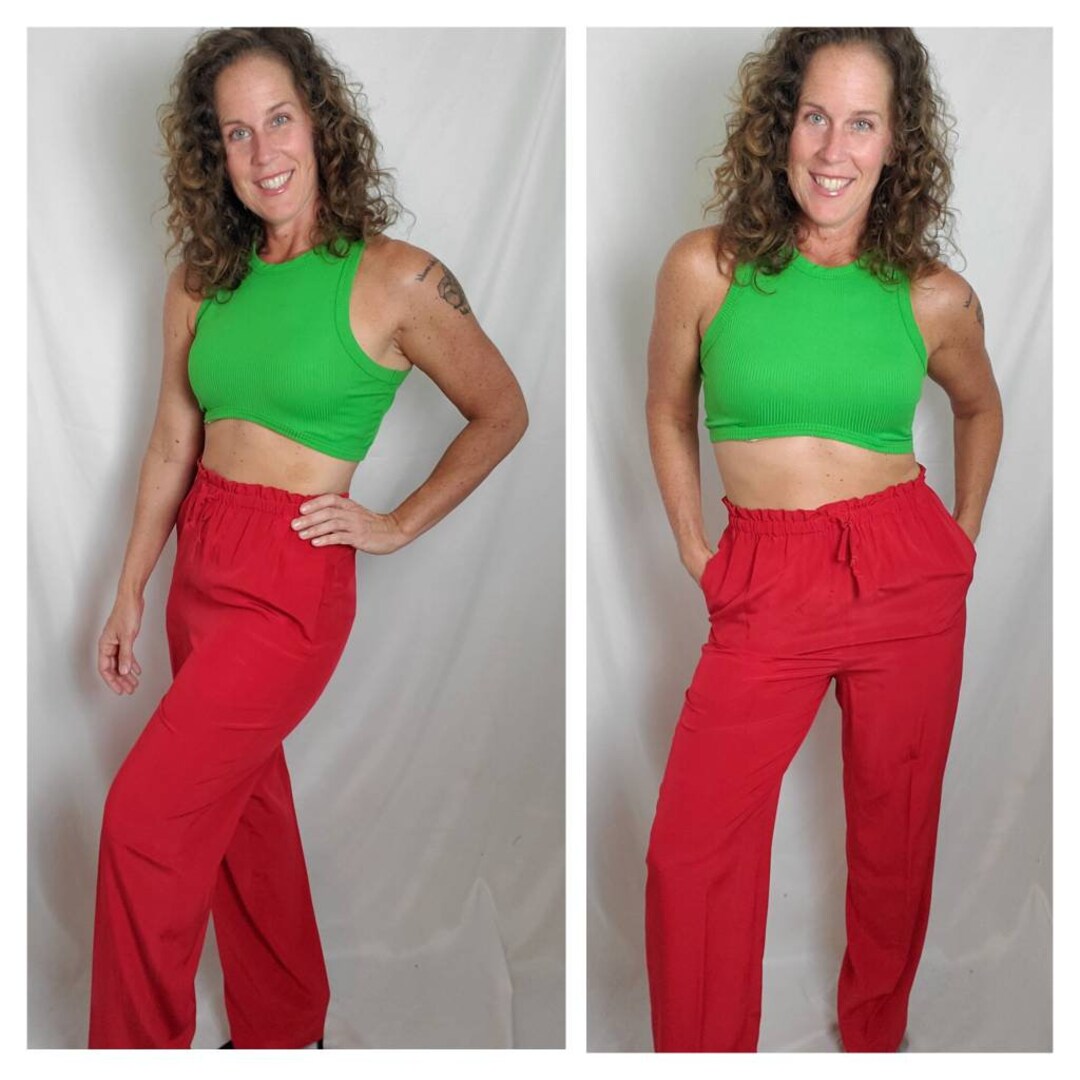 1990s Pants Red Silk Liz Claiborne Vintage 90s Slacks - Etsy