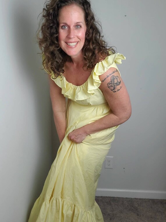 1970s prom dress yellow vintage 70s maxi - Gem