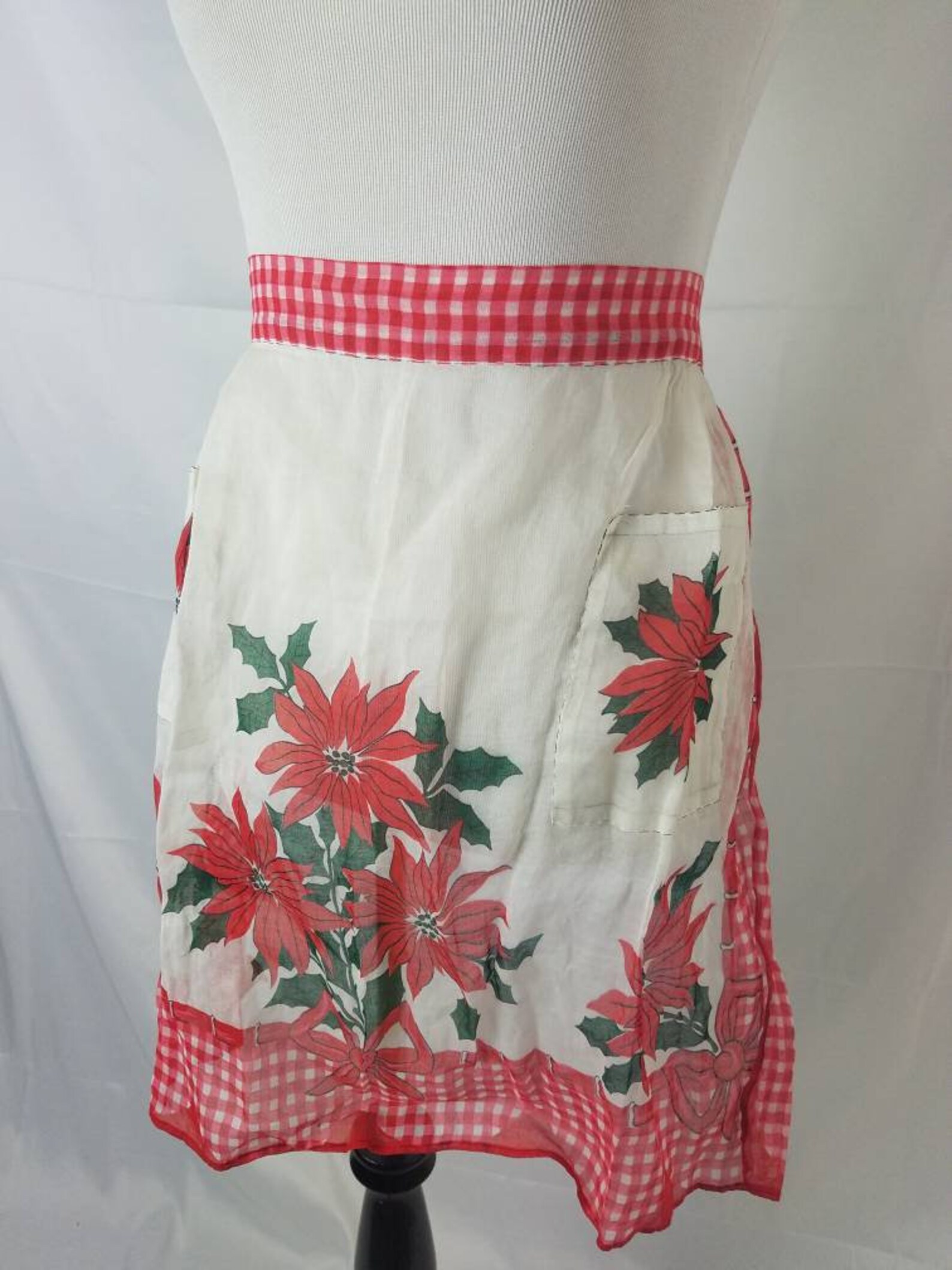 1960s Apron Christmas Vintage 60s Poinsettia Hostess Linen - Etsy