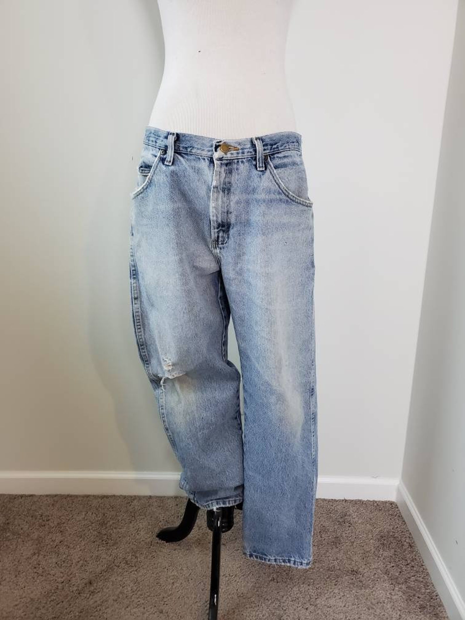 1980s Jeans Wrangler Vintage 80s Ripped Denim | Etsy