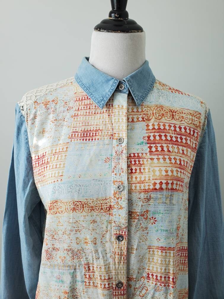 1990s blouse vintage 90s Chico's button down shirt | Etsy