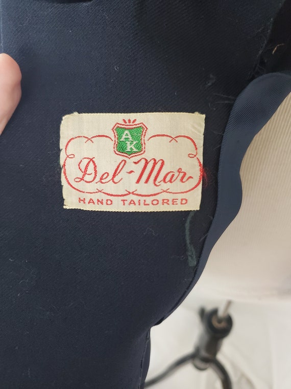 1940s blazer navy blue hand tailored Del-Mar vintage … - Gem