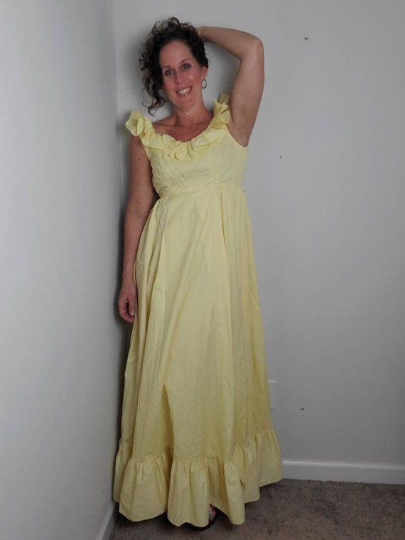 1970s prom dress yellow vintage 70s maxi - Gem